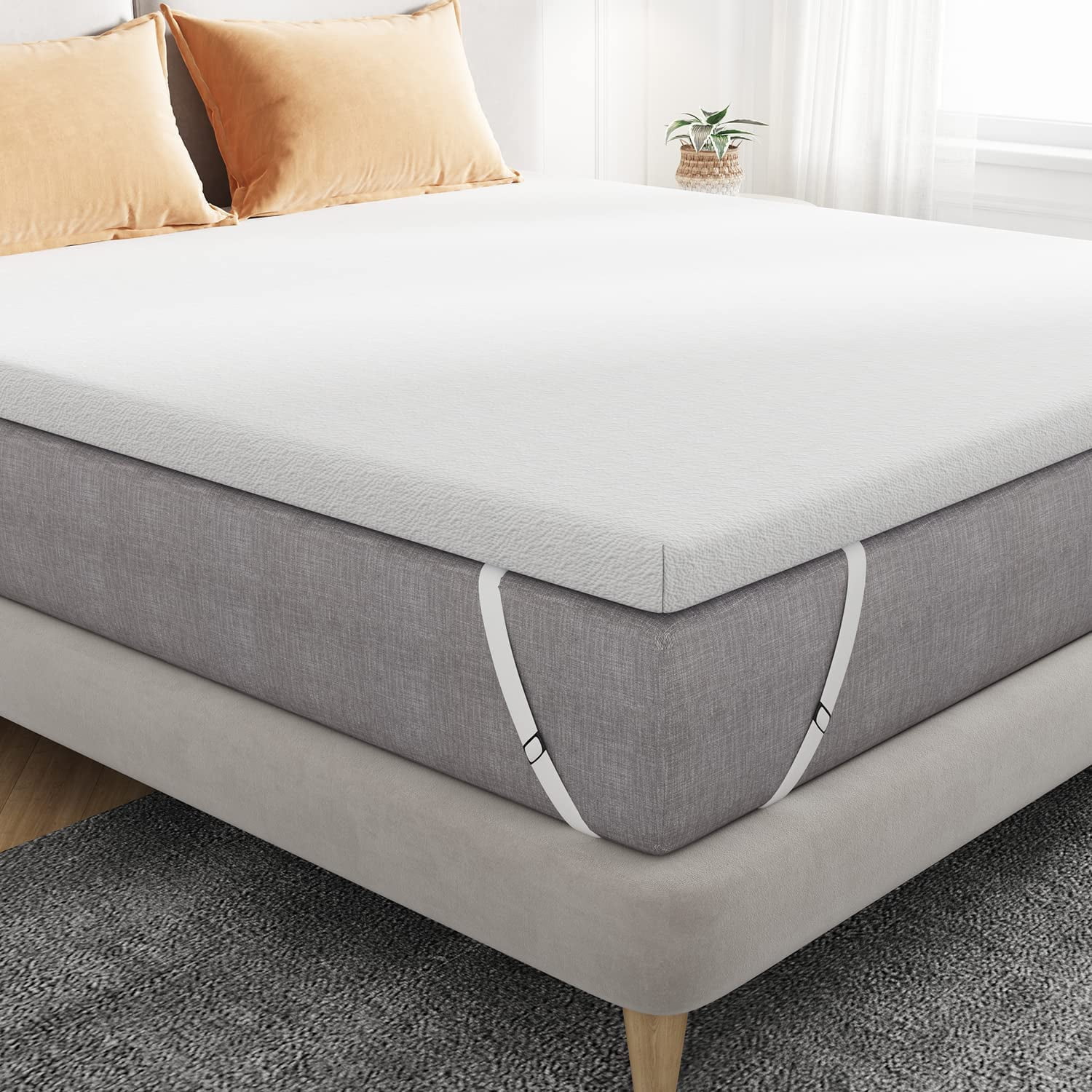 Wangxin 3 Inch Gel Mattress Topper for Cooling Sleep & Pressure ...