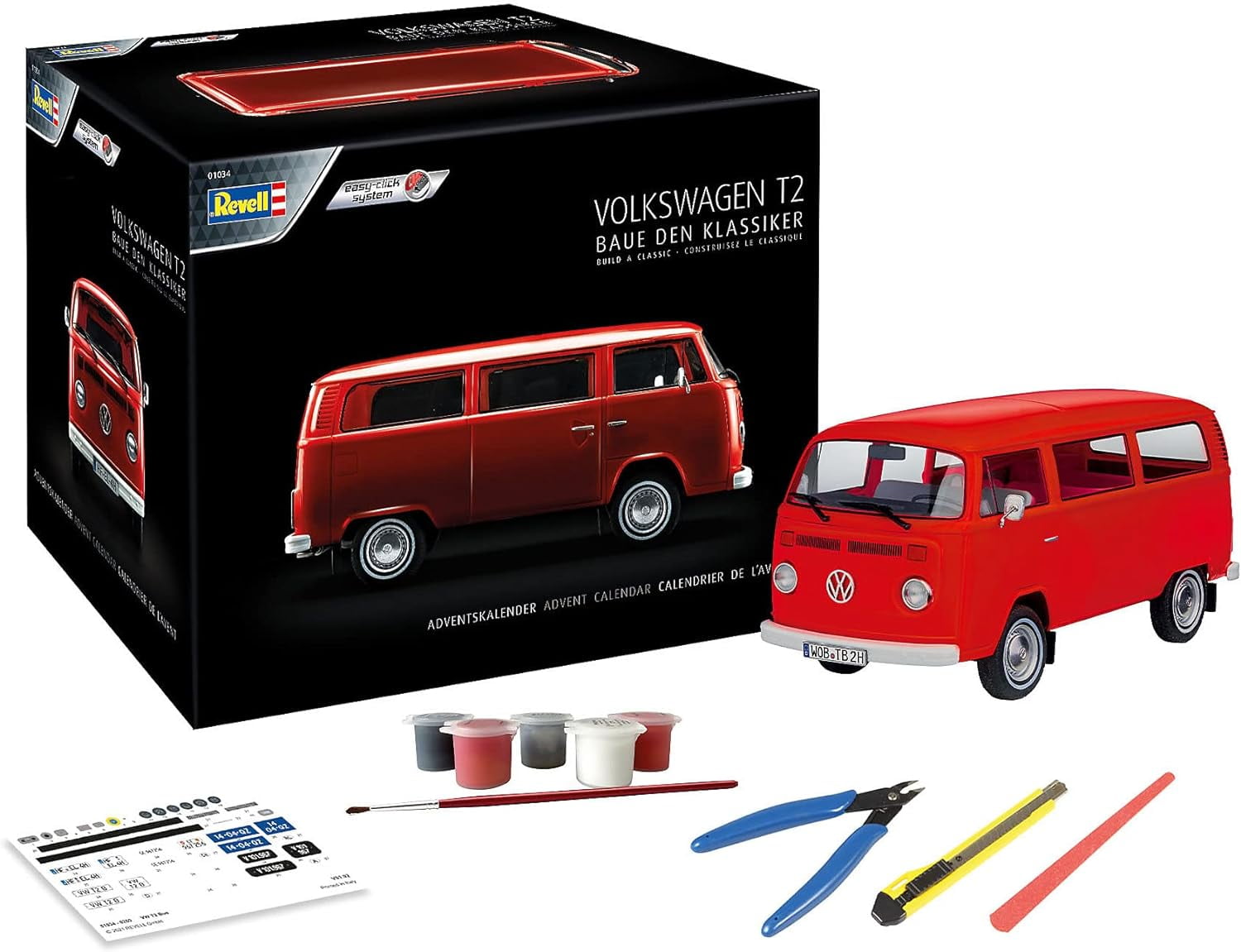 Wangxin Advent Calendar 01034 VW T2 Bus Model Building Kit 1:24 Scale ...