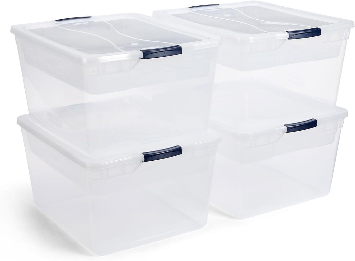 Wangxin Cleverstore 74 Qt Clear Storage Bins with Latching Lids and ...