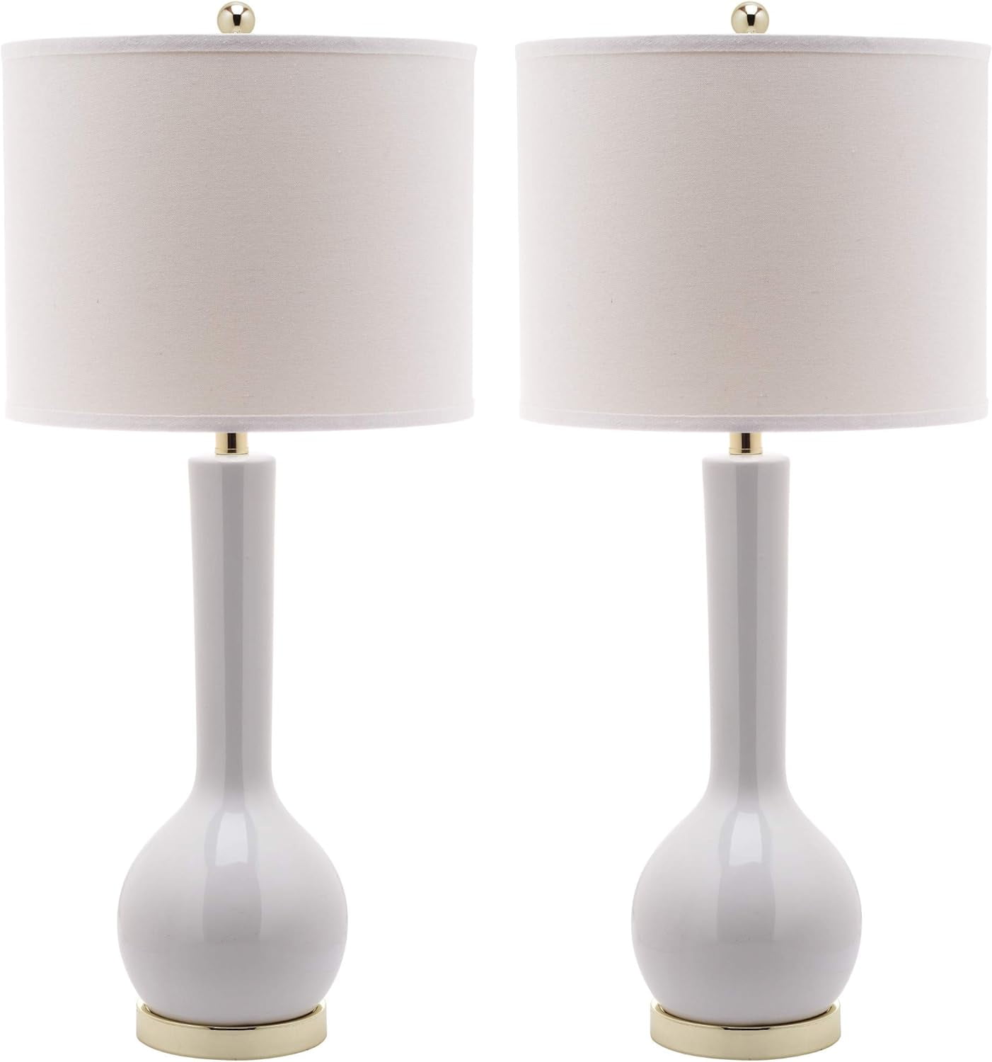 Wangxin Lighting Collection Mae Long Neck Modern Contemporary White Ceramic 31-inch Bedroom ...