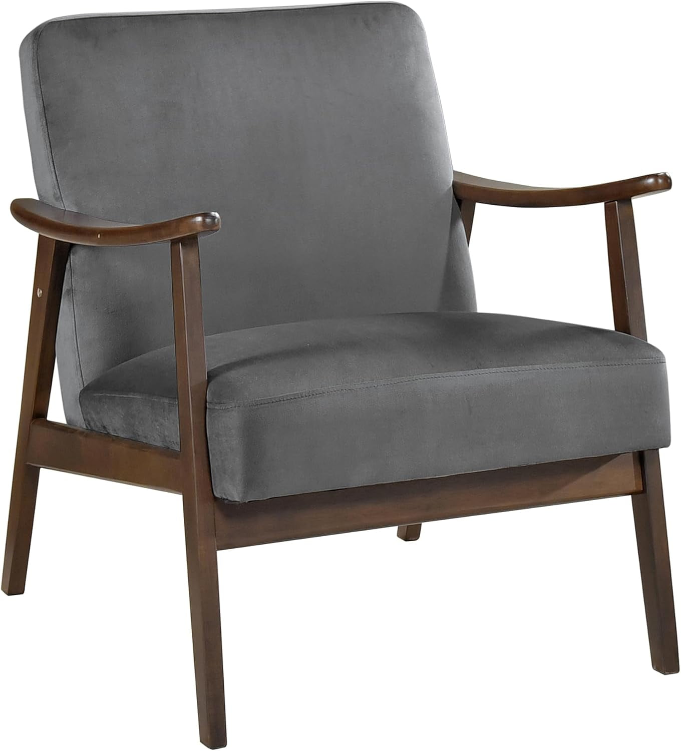 Wangxin Mid Century Modern Chair Velvet Accent Chair for Living Room Chair w/Solid Wood Armrests ...