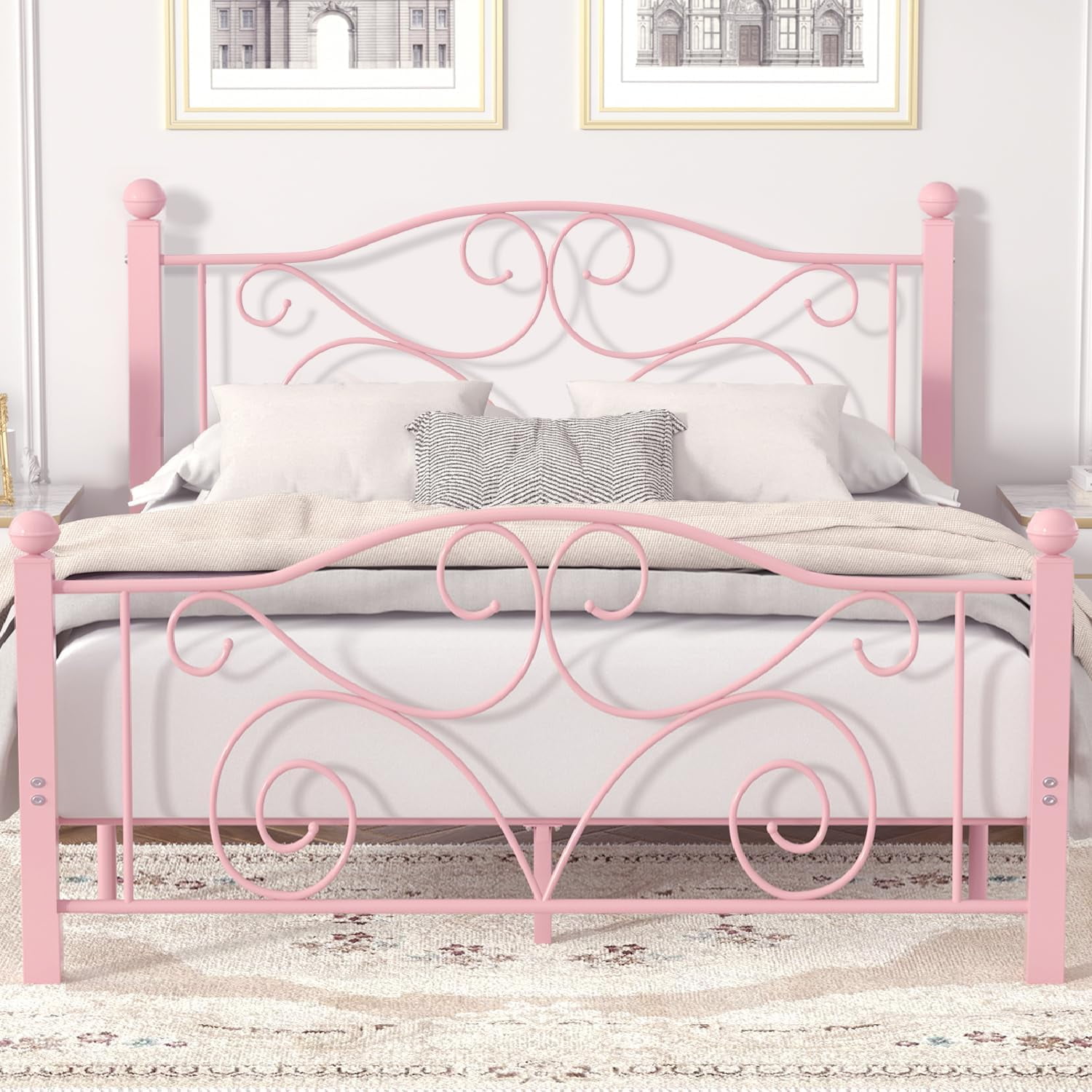 Wangxin Queen Size Bed Frame with Headboard and Footboard, Heavy Duty ...