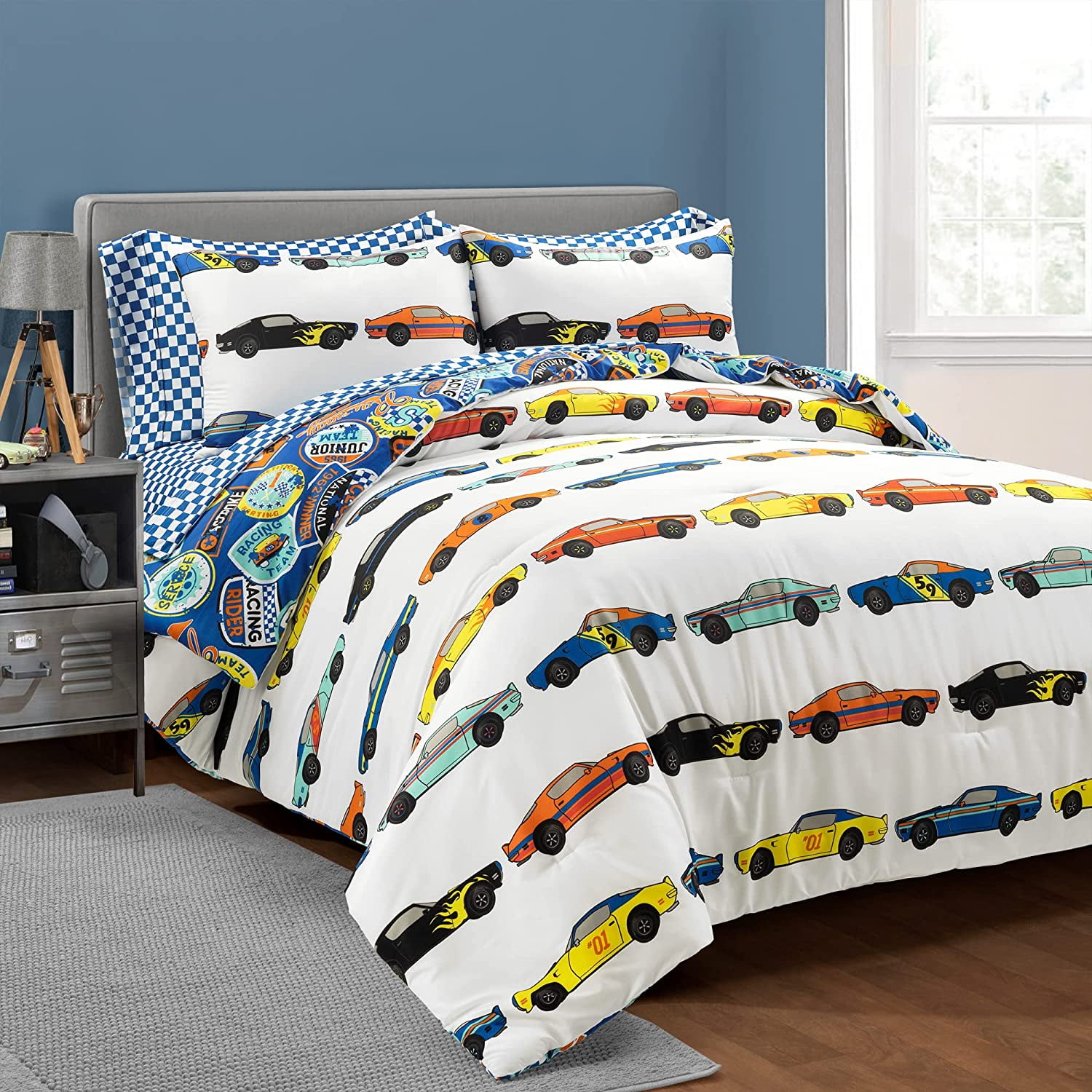 Wangxin Race Cars Reversible Oversized With Printed Sheet 7 Piece ...