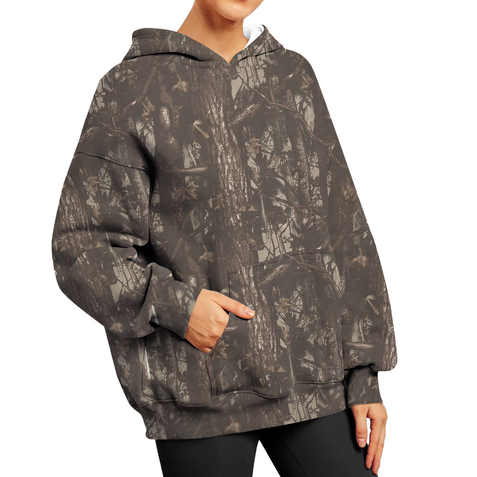 Wangxldd Light Camo Hoodie for Women and Men Maple-Leaf Print Camo ...
