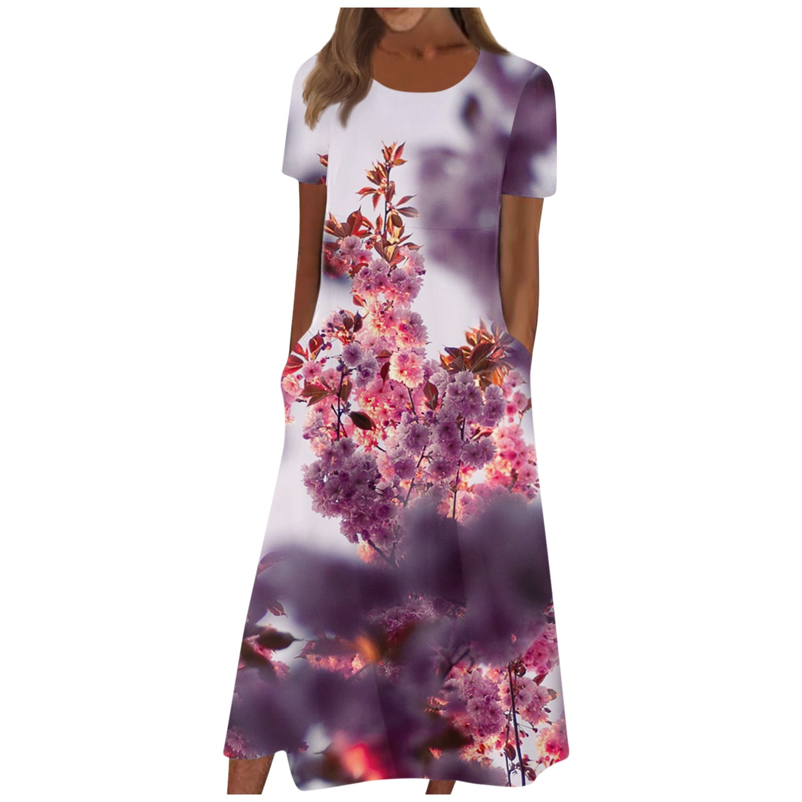 Wangxldd Sundresses For Women Summer Vacation Causal O Neck Short
