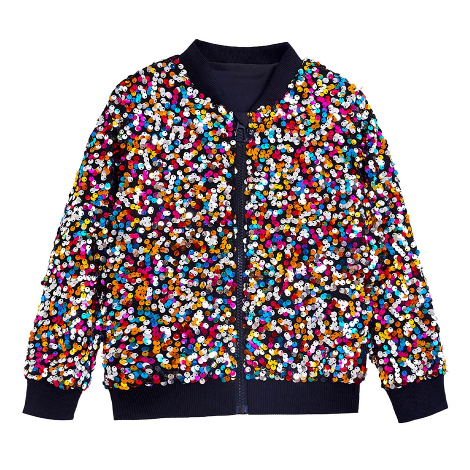 Wangxq Girls Sequin Coats Gradient Sparkly Zip Up Cozy Long Sleeve Fall ...