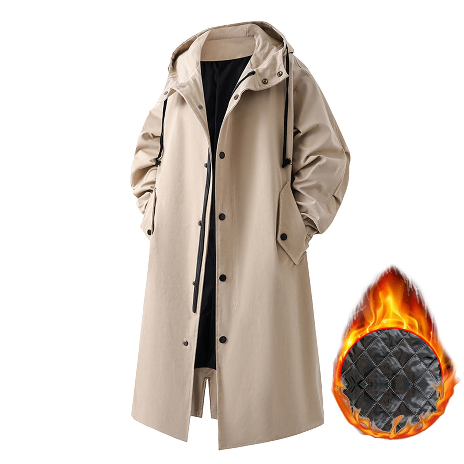 Wangxq Men's Winter Thermal Hooded Anorak Windbreaker Lined Long Sleeve ...