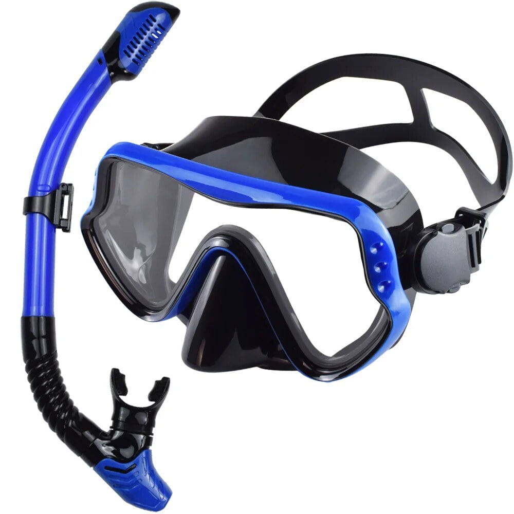 Wangzhenyutt Dry Snorkel Set Diving Mask For Adults Tempered Glass ...