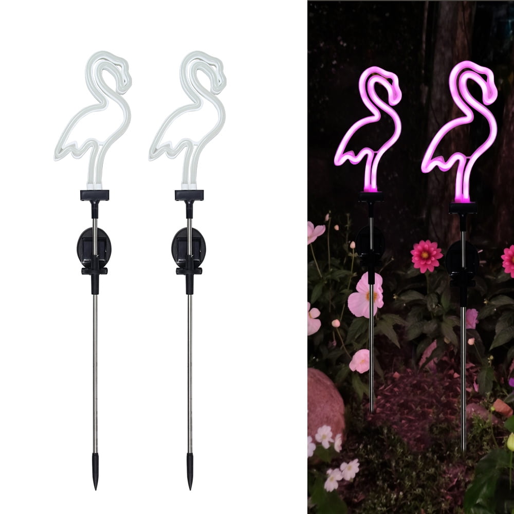 Wangzhenyutt Solar Neon Flamingo Lights Landscape Garden Decoration ...