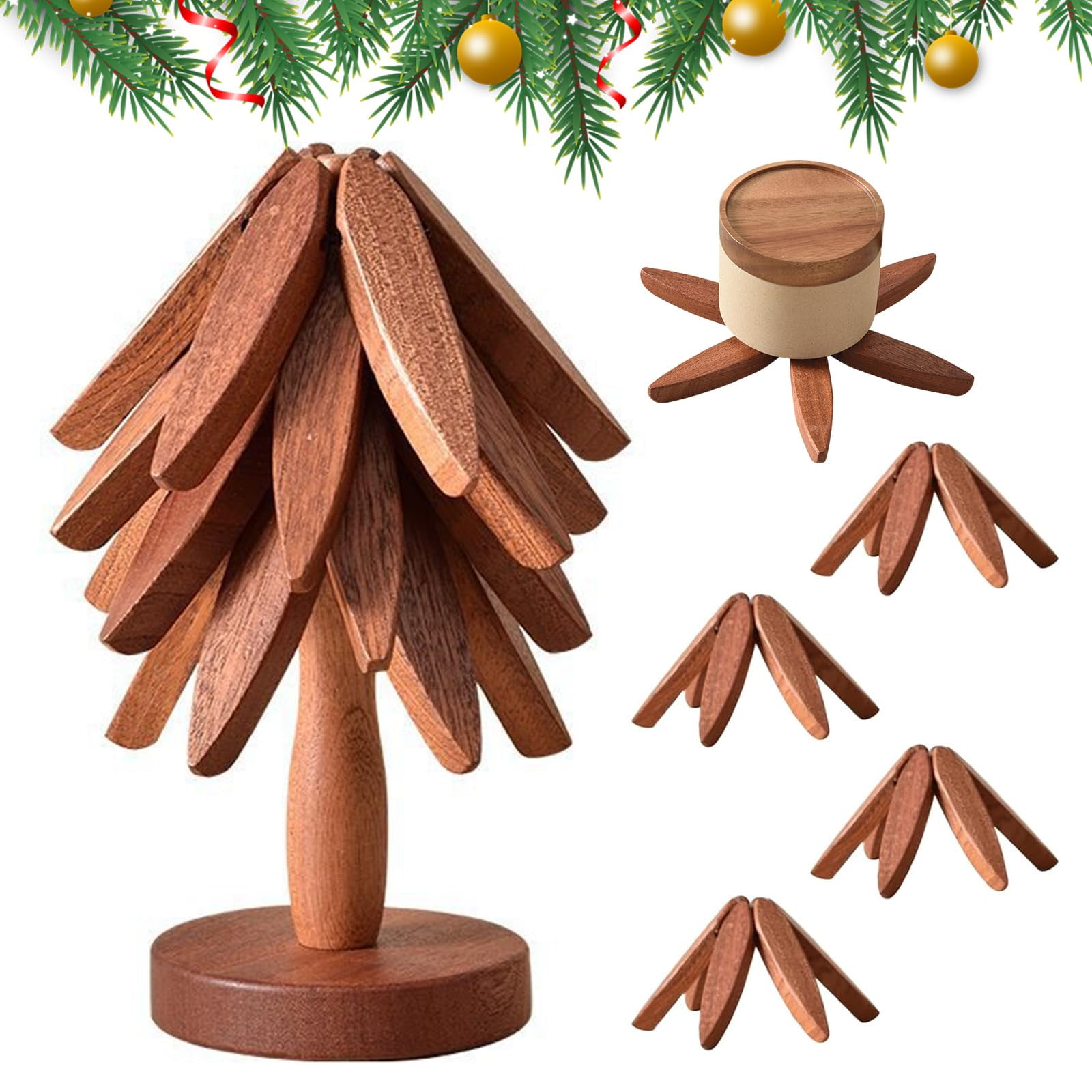 Wanheart Wooden Tree Coasters for Hot Dishes，Hot Dish Coaster with Tree ...