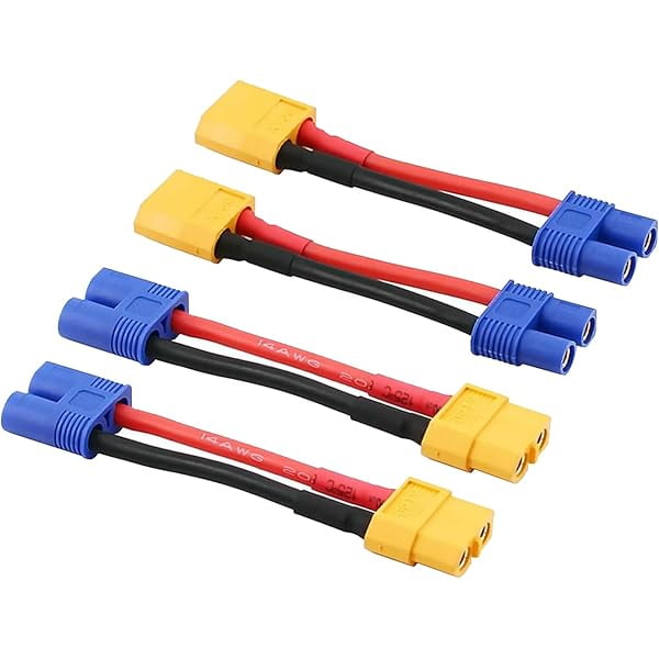 Wanhoo 2 Pairs XT60 to EC3 Plug RC Male Female Connector Adapter for RC ...