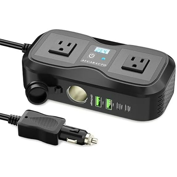 Wanhoo 7 in 1 Car Power Inverter, 200W DC 12V to 110V AC Car Inverter ...