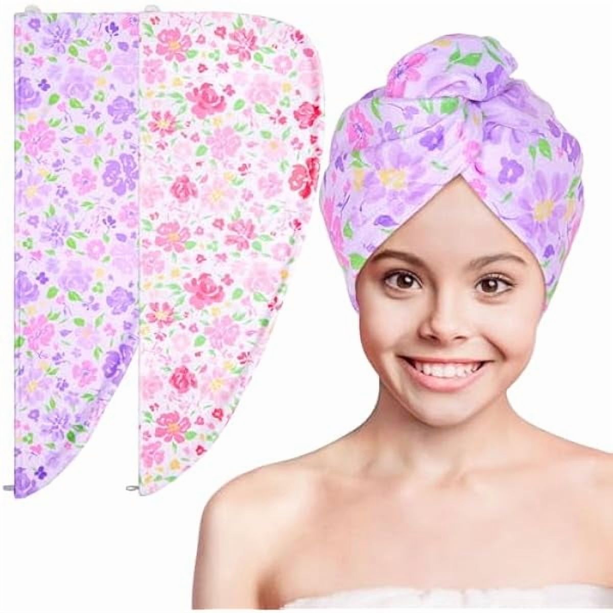 Wanhoo Microfiber Hair Towel Wrap for Kids 2 Pack Rapid Drying Hair ...