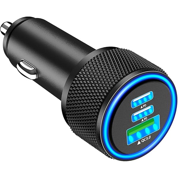 Wanhoo USB C Car Charger, 3-Port 67W Dual PD USB-C&USB-A Car Power ...