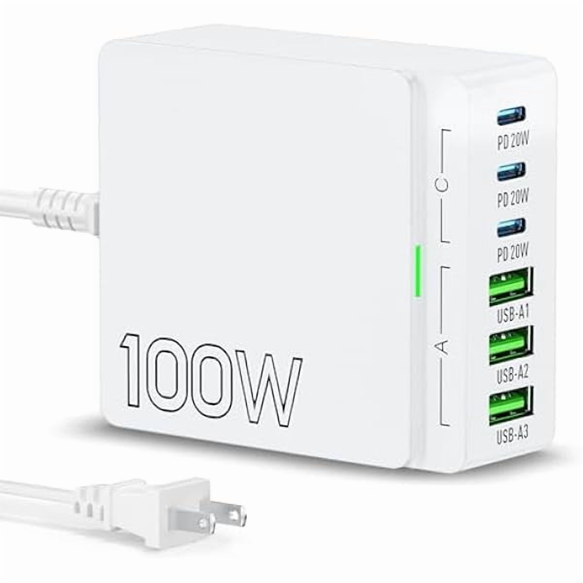Wanhoo USB C Charger Block Charging Station: 100W 6 Port GaN Fast ...