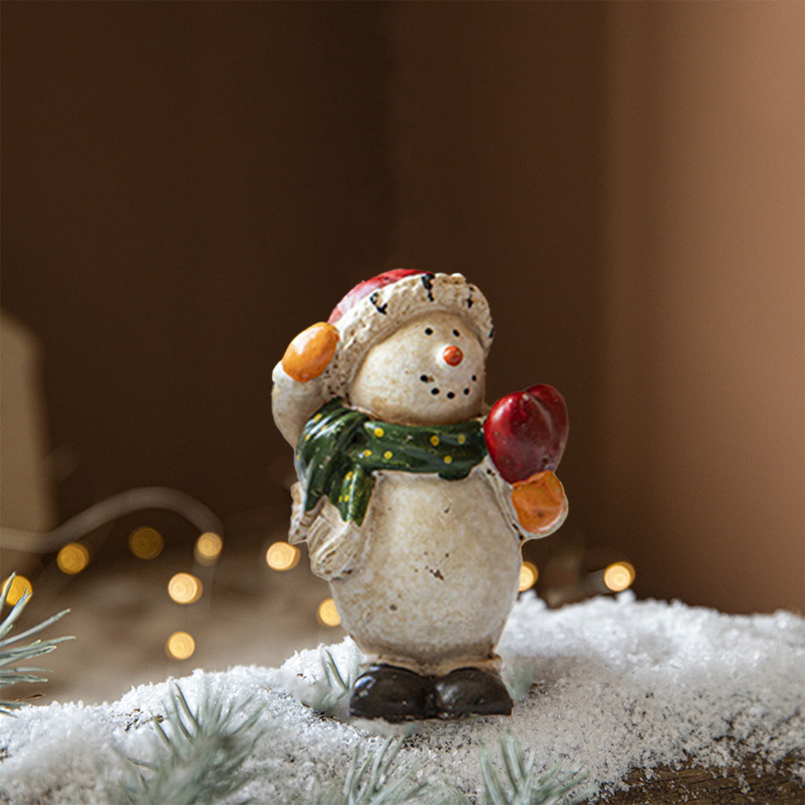 Cevemin Christmas Snowman Ornament Mini Snowman Figurines Resin Snowman ...