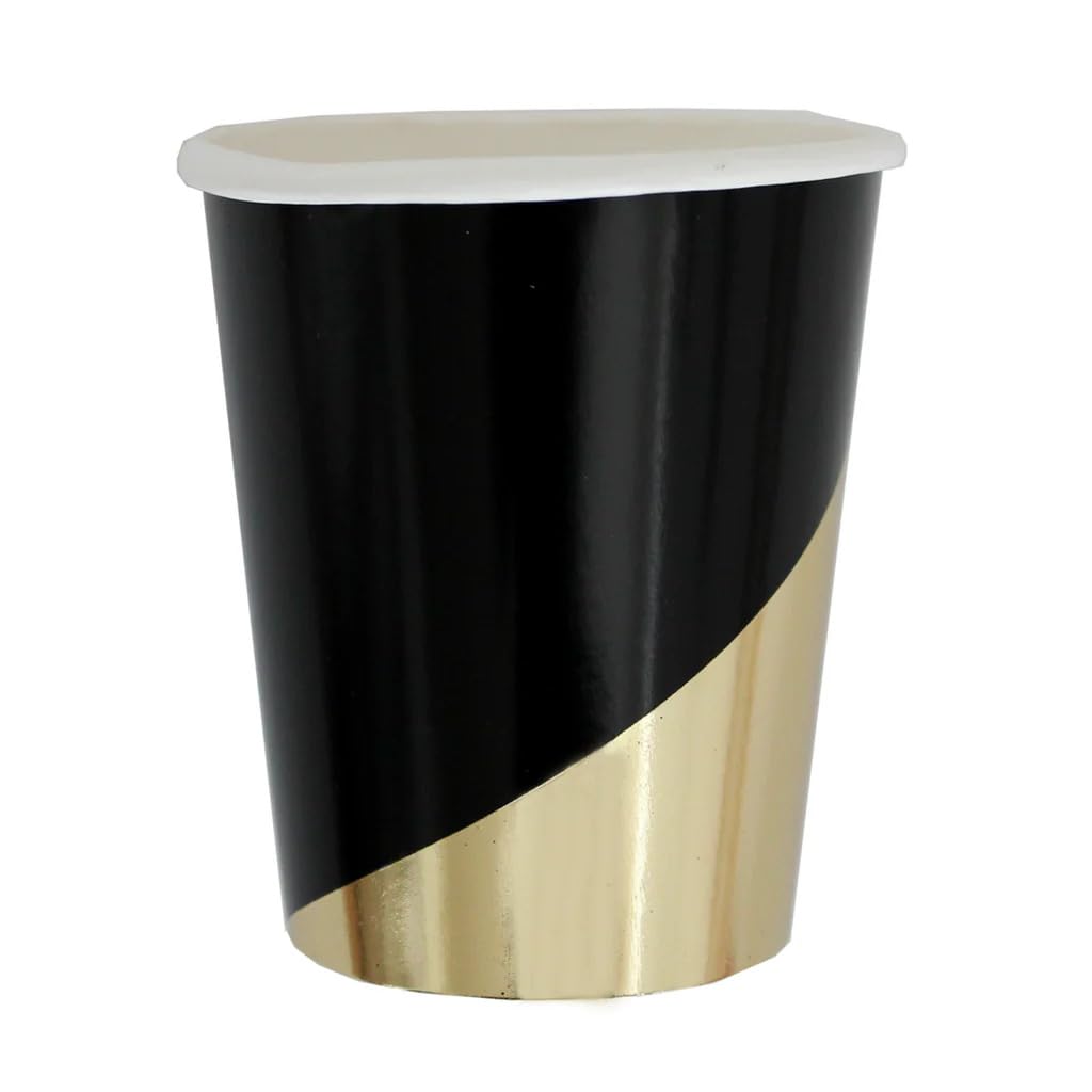 Wanna Party Black & Gold Paper Cups 9 Oz [10 Pack] Disposable Cups For ...
