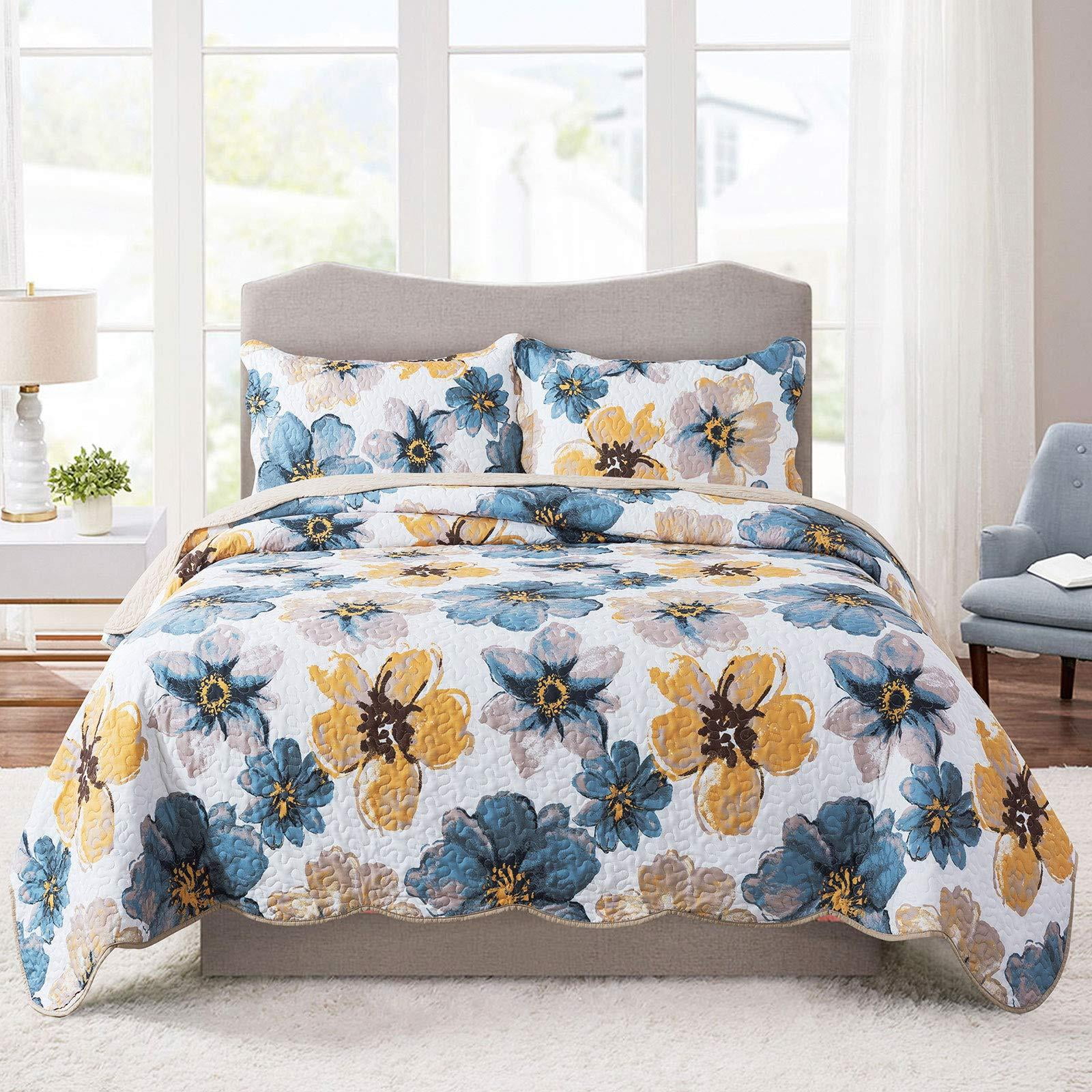 WannaToo Quilts King Size - 3 Piece Microfiber Quilt set Reversible ...