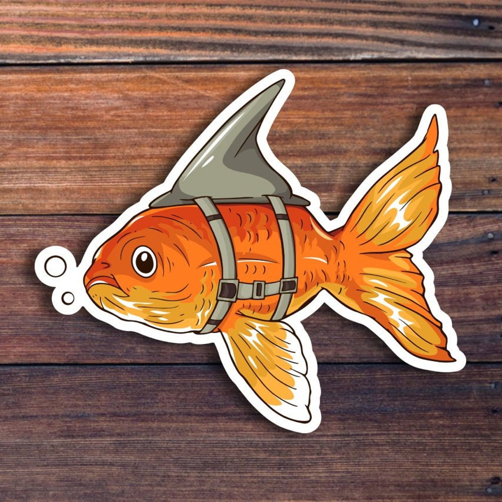 Wannabe Shark Sticker, Fish With Shark Fin Sticker, Cute Fish Shark ...