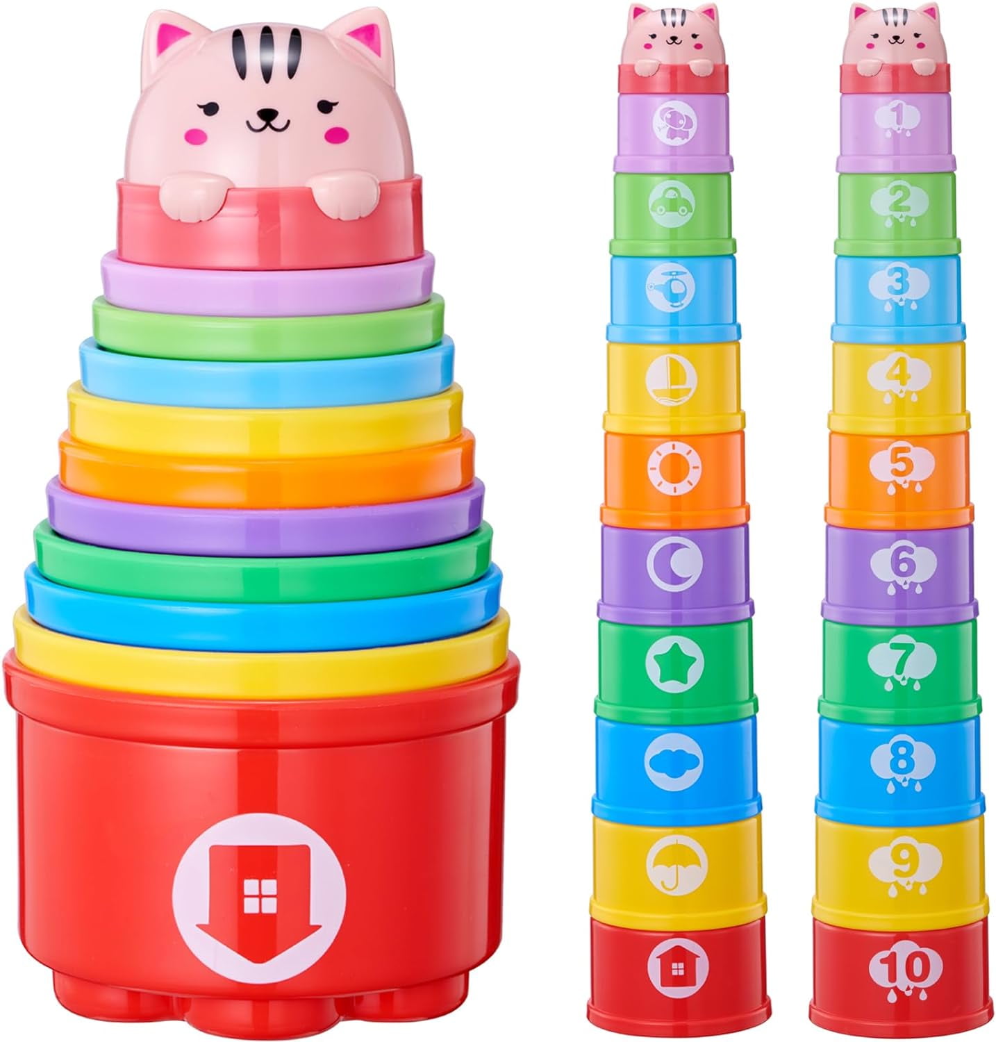 Wanonoo Baby Stacking Cups for Toddlers 1-3, Bath & Beach Toys, Educational Nesting Cups, Safe ...