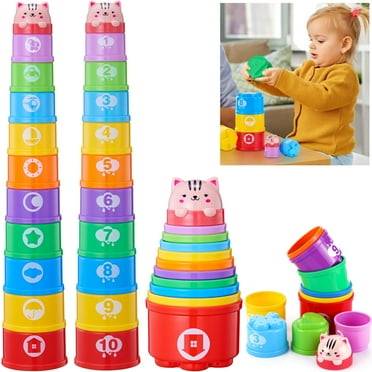 Style-Carry Large Wooden Stacking Blocks, Montessori Toy for Kids 1-6 ...
