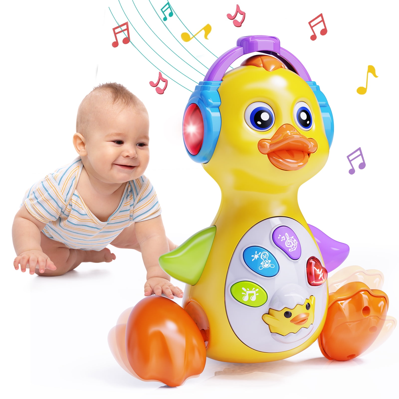 Wanonoo Crawling Duck Baby Toy, Dancing Tummy Time Infant Toys 0-3-6 6 ...