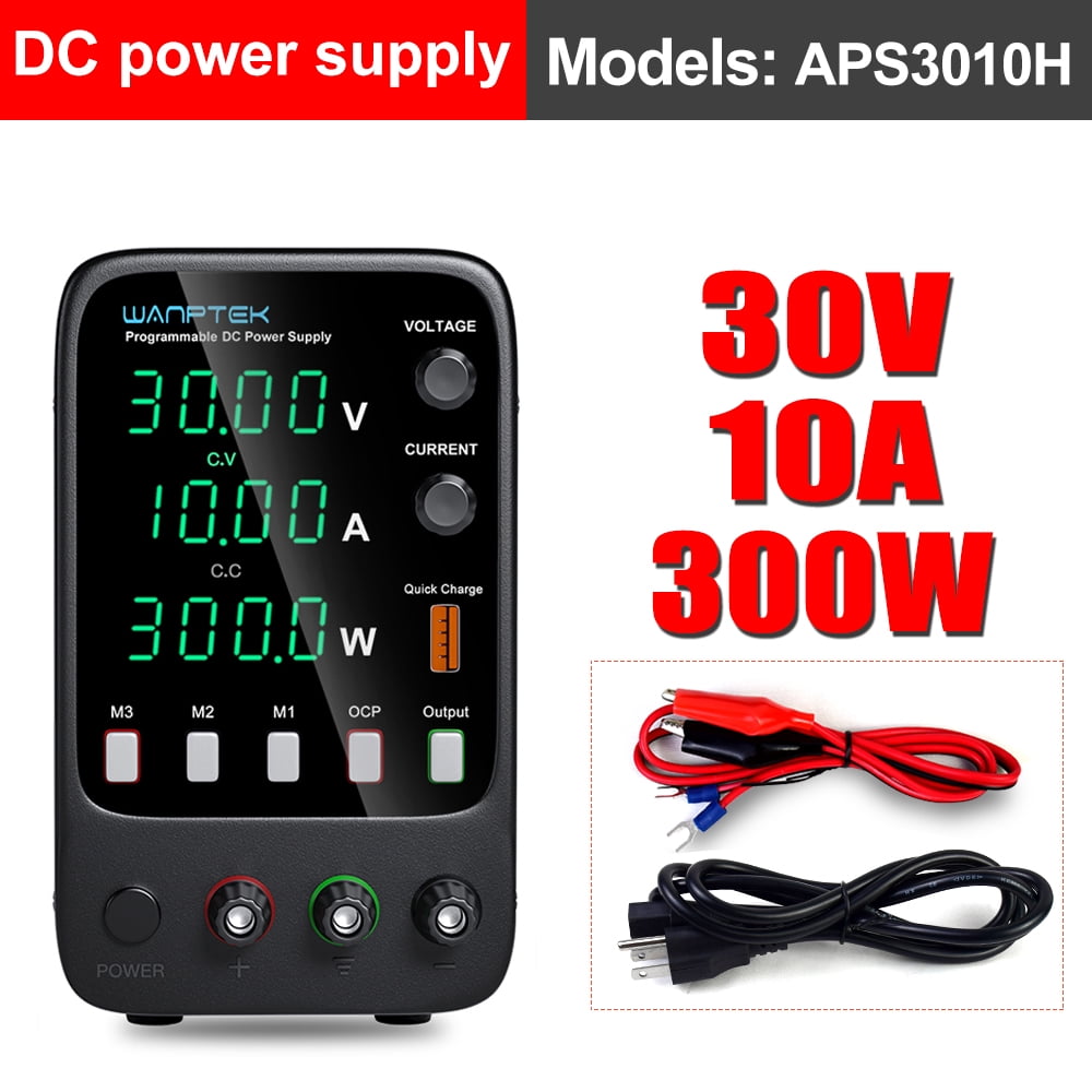 Wanptek Adjustable DC Power Supply 30V 10A Lab Programmable Memory Function Bench Power Source ...
