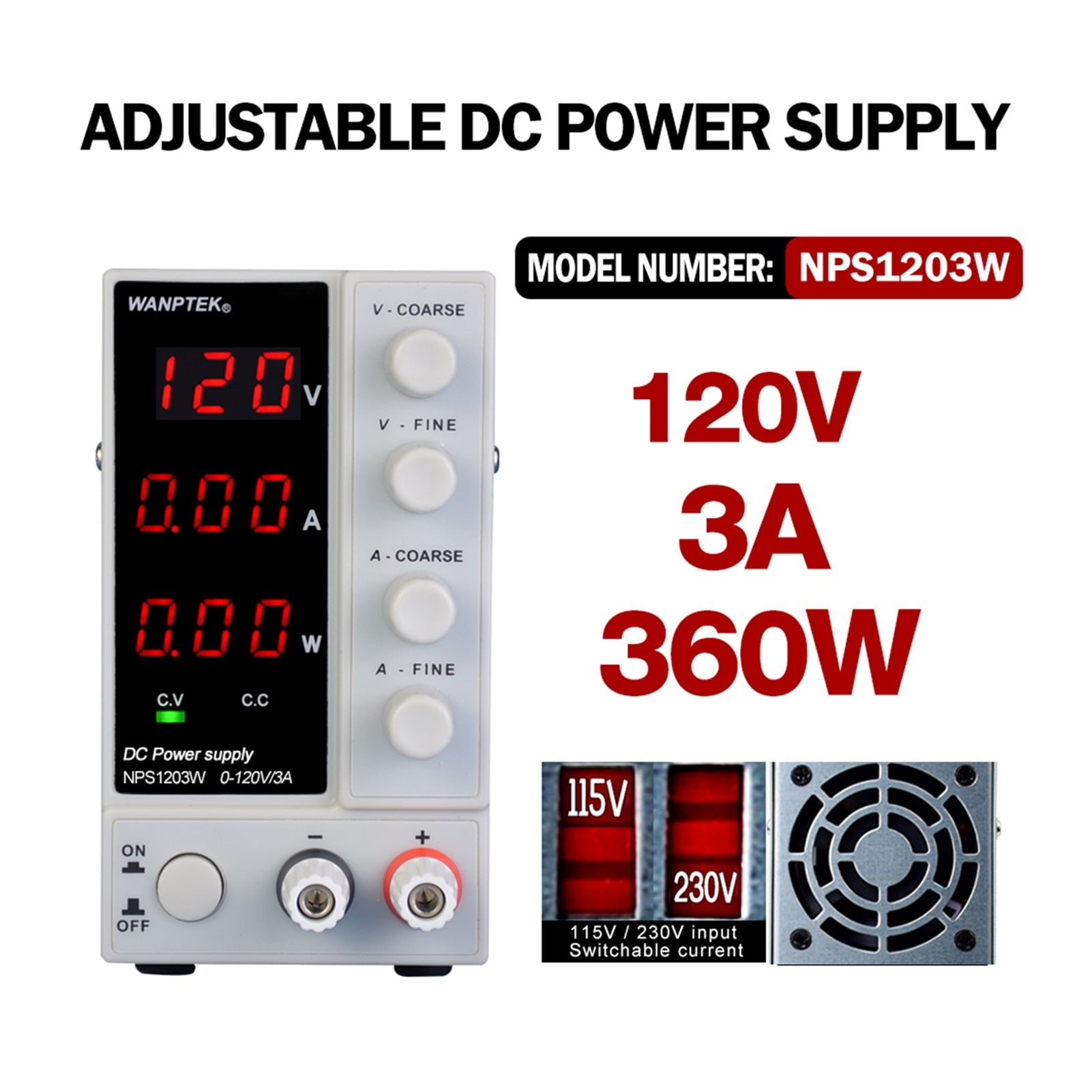 Wanptek nps3010w stabilized dc power supply adjustable 4 digit laboratory Bench power source 30v ...