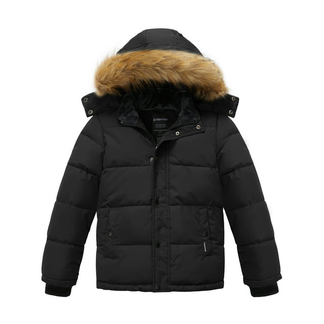 Wantdo Boy's Puffer Jacket Warm Winter Coat Hooded Quilted Winter ...