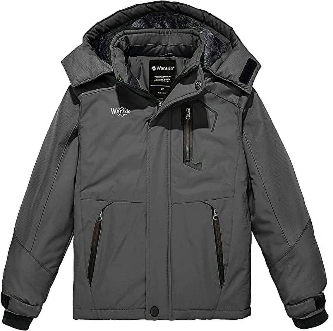Wantdo Boy's Recycled Ski Jacket Warm Winter Coat Hooded Snow Jacket ...