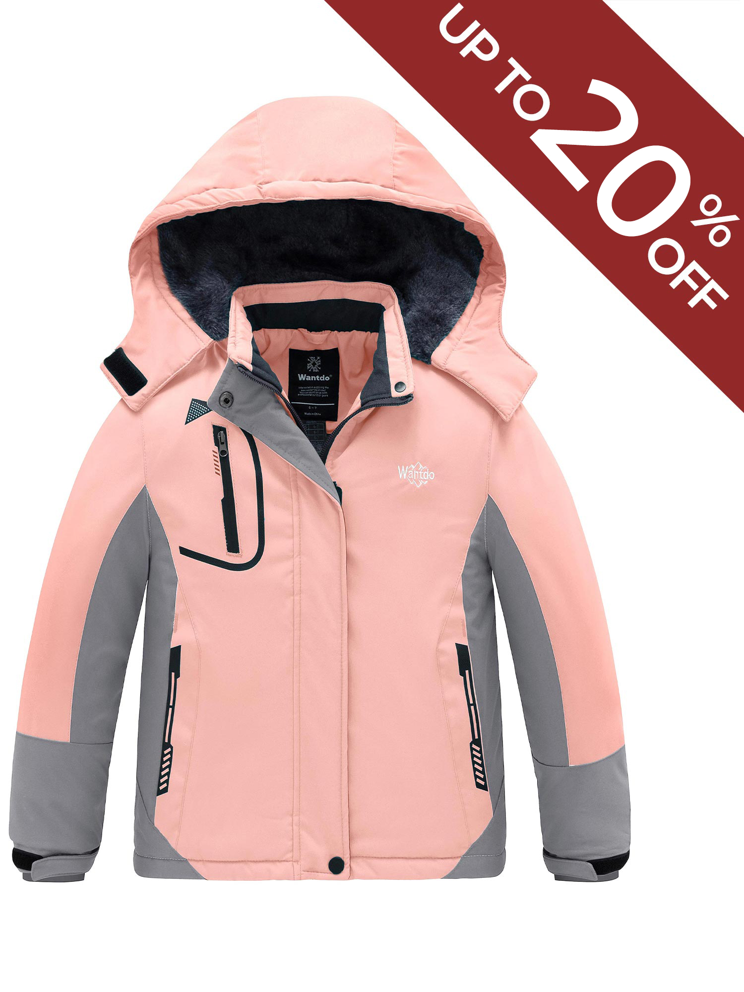 Wantdo Girl's Ski Jacket Kid's Waterproof Snow Coat Raincoats Winter ...