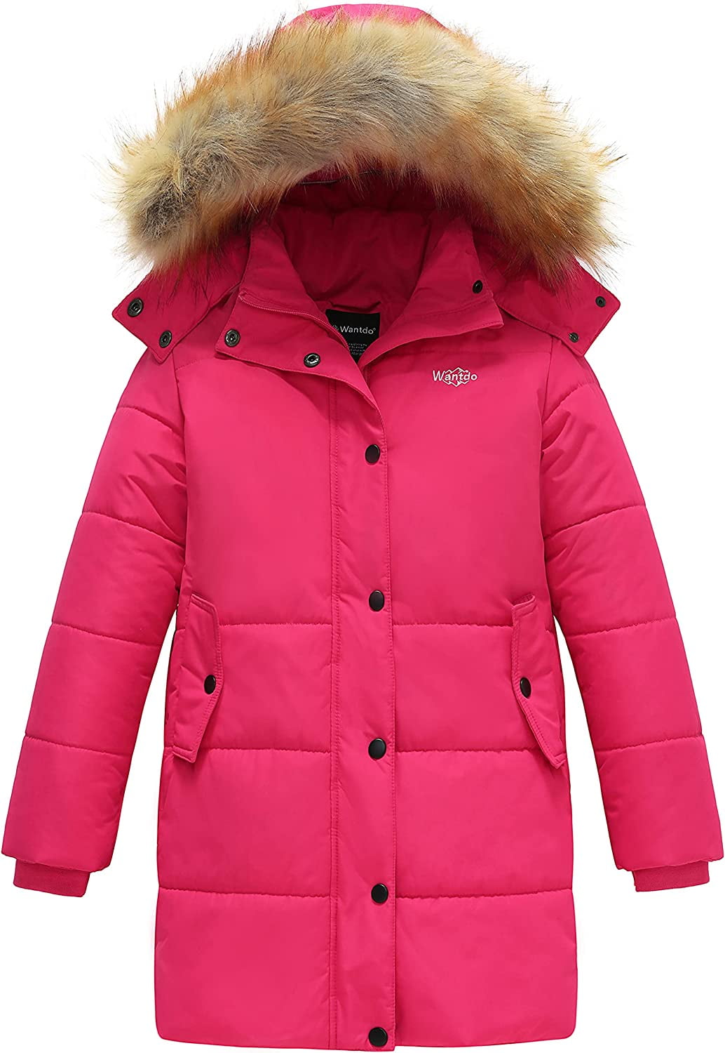 Wantdo Girl's Winter Coat Quilted Winter Jacket Hooded Parka Jacket Red ...