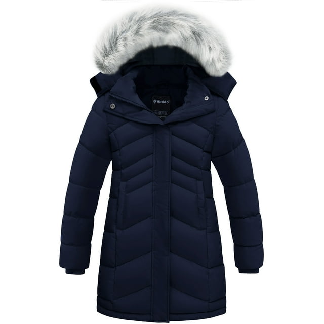Wantdo Girls' Puffer Jacket Warm Outerwear Winter Coat Waterproof ...