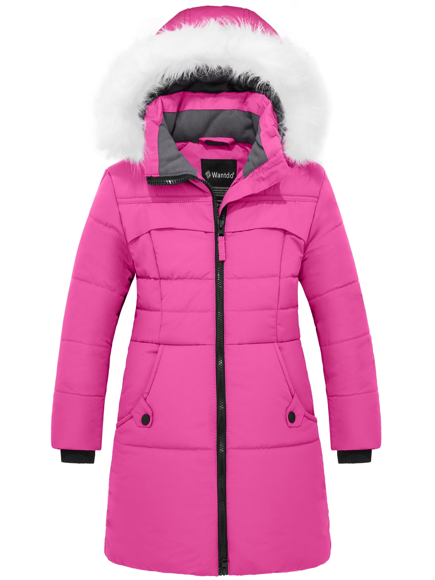 Wantdo Girls' Puffer Jacket Waterproof Winter Coat Hooded Outerwear ...