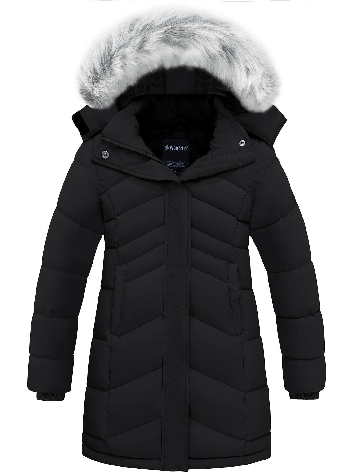 Wantdo Girls' Winter Coat Warm Winter Jacket Fur Hooded Fleece Lined ...