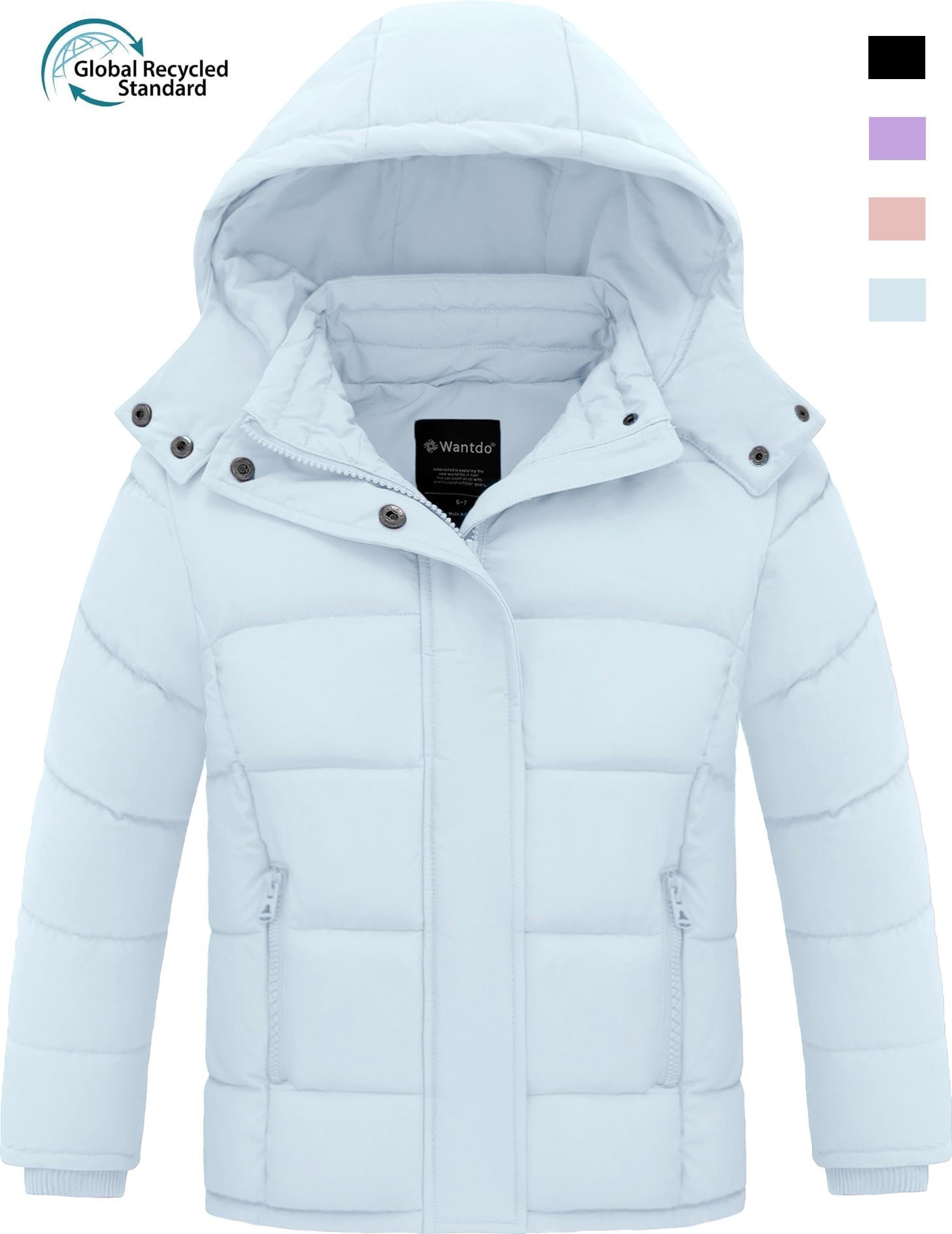 Wantdo Girl's Winter Jacket Warm Winter Coat Quilted Puffer Coat with ...