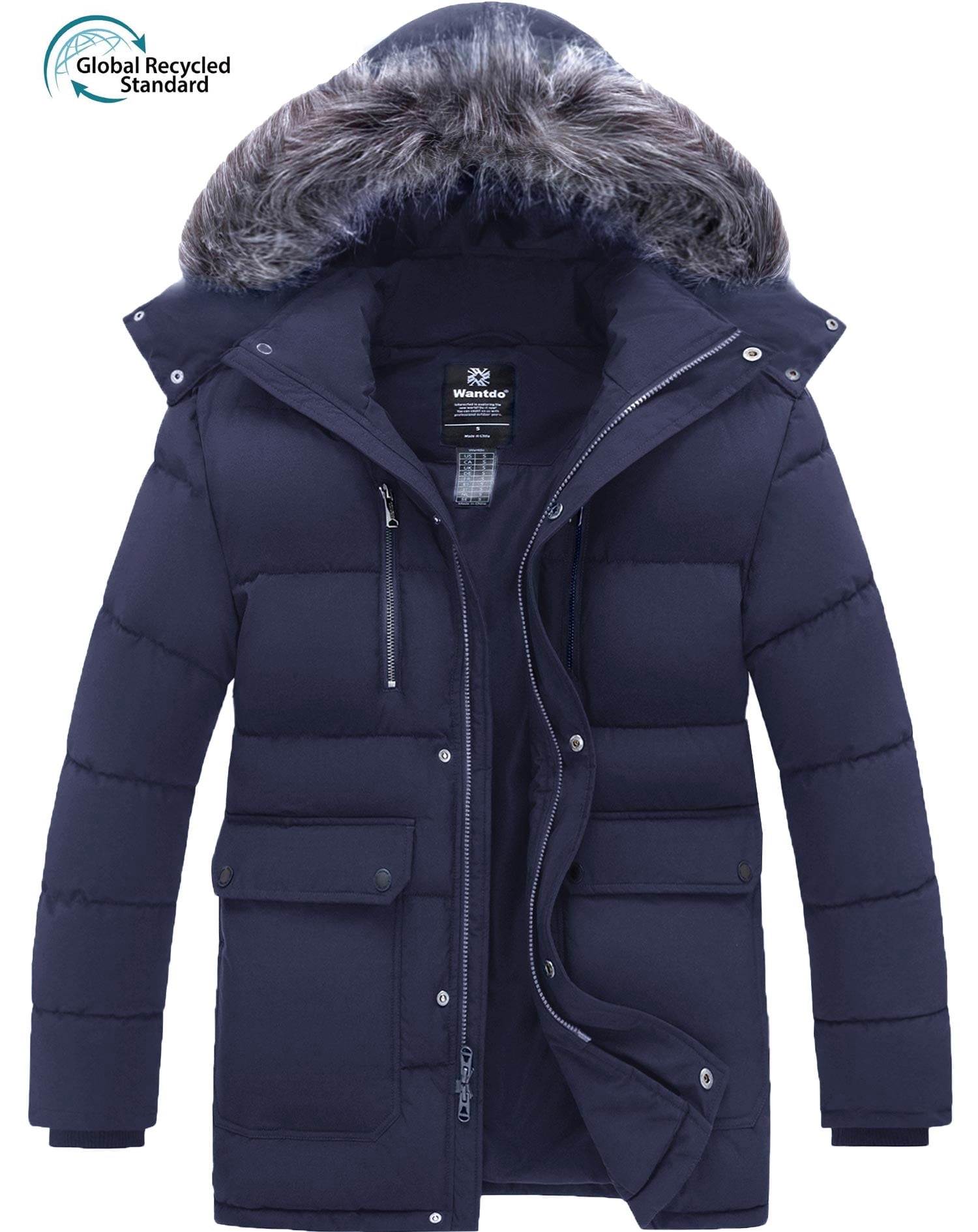 Wantdo Men's Big and Tall Coat Insulated Winter Jacket Hooded Puffer ...