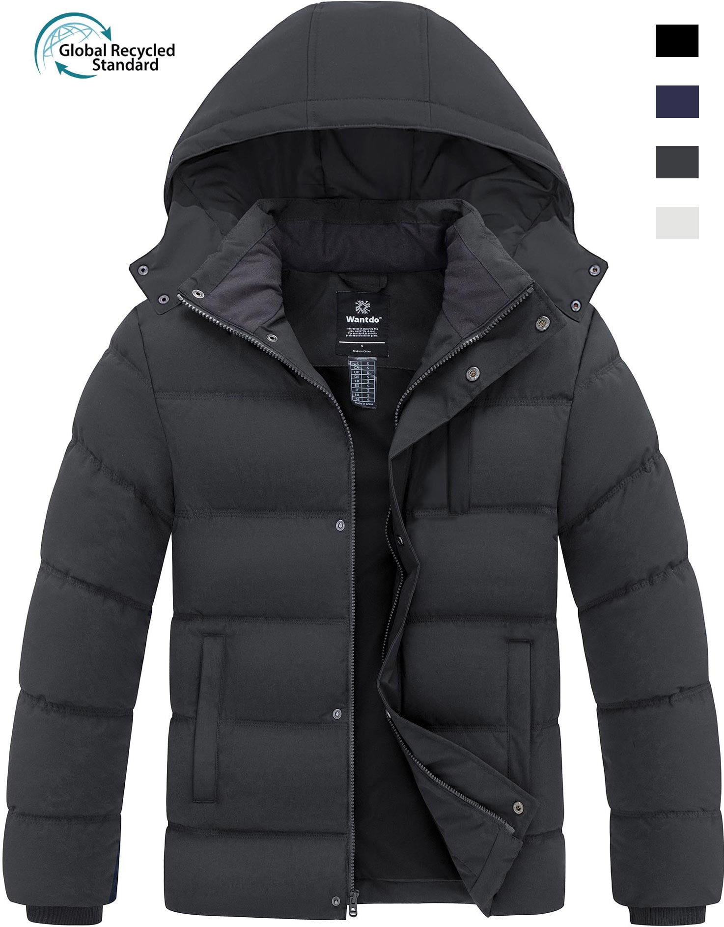 Wantdo Men's Big and Tall Coat Quilted Winter Jacket Windproof Warm ...
