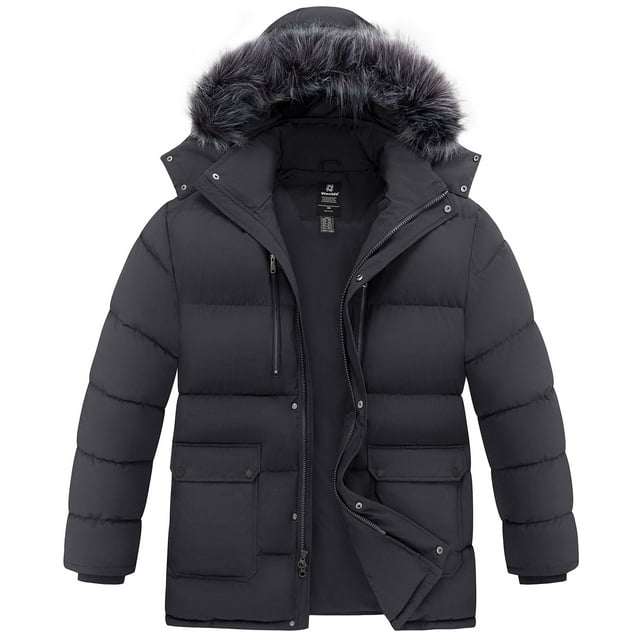 Wantdo Men's Big and Tall Jacket Heavy Winter Coat Hooded Winter Plus ...