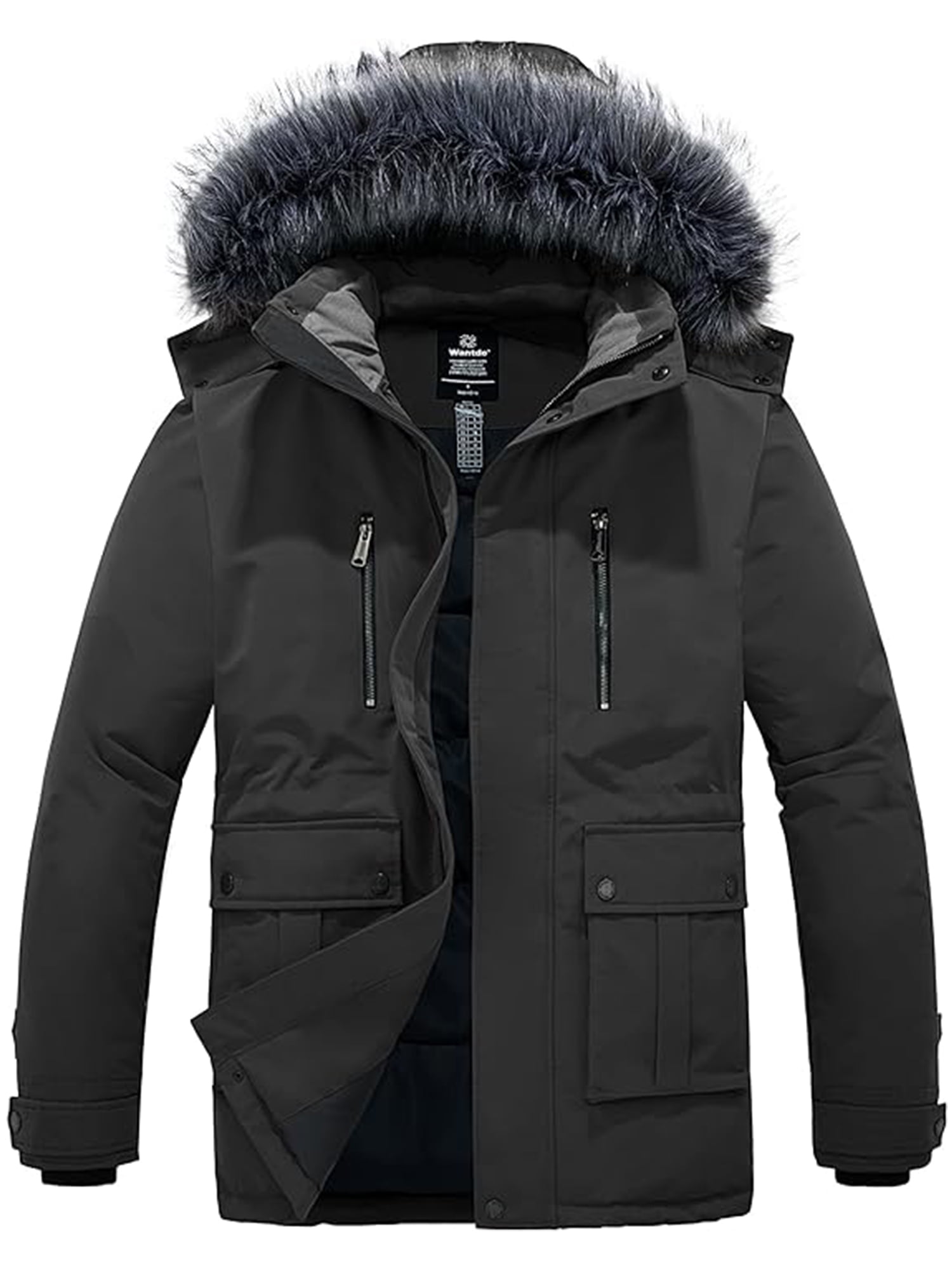 Wantdo Men's Heavyweight Winter Coats Multi-Pocket Puffer Jackets Dark ...