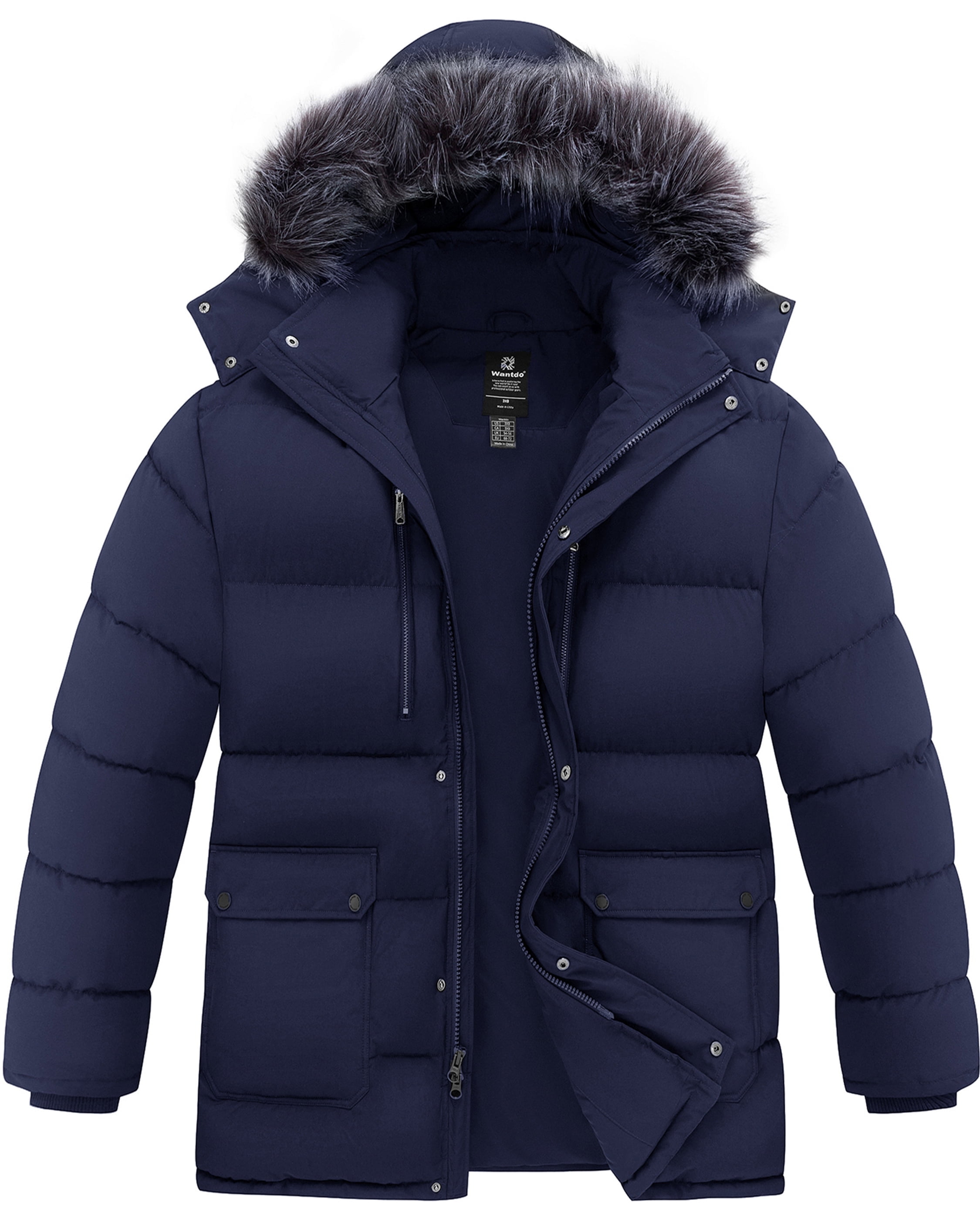 Wantdo Men's Plus Size Puffer Jacket Recycled Heavy Winter Coat with ...