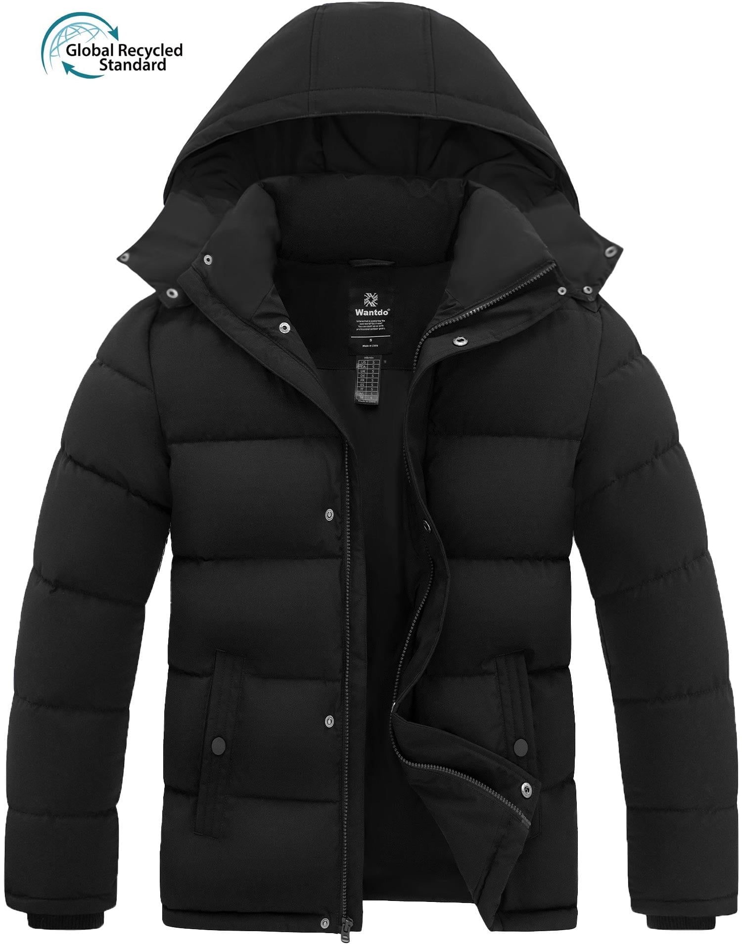 Wantdo Men's Big and Tall Coat Quilted Winter Jacket Warm Parka Jacket ...