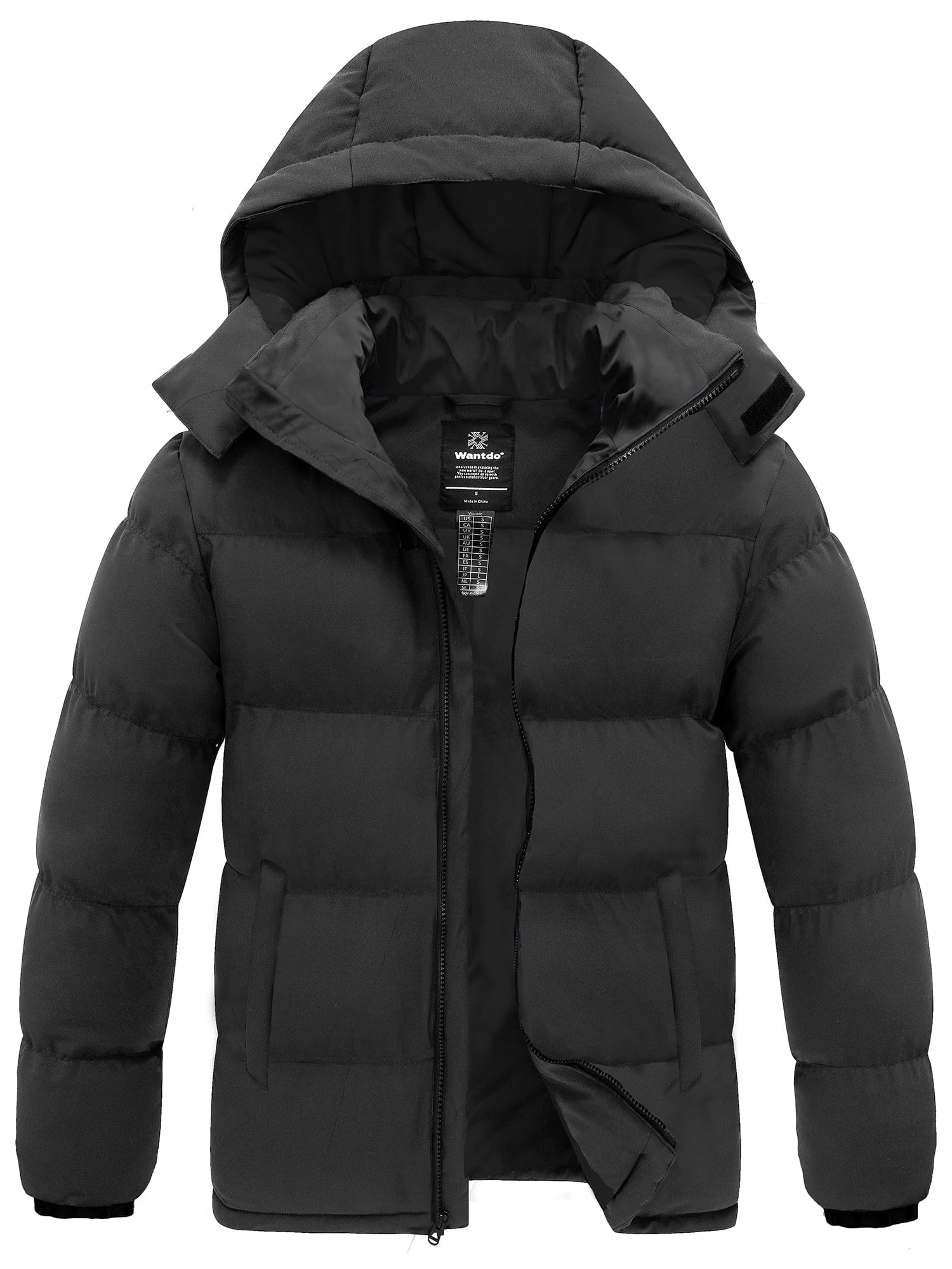 Wantdo Men's Puffer Jacket Padded Winter Coat Warm Short Winter Jacket ...