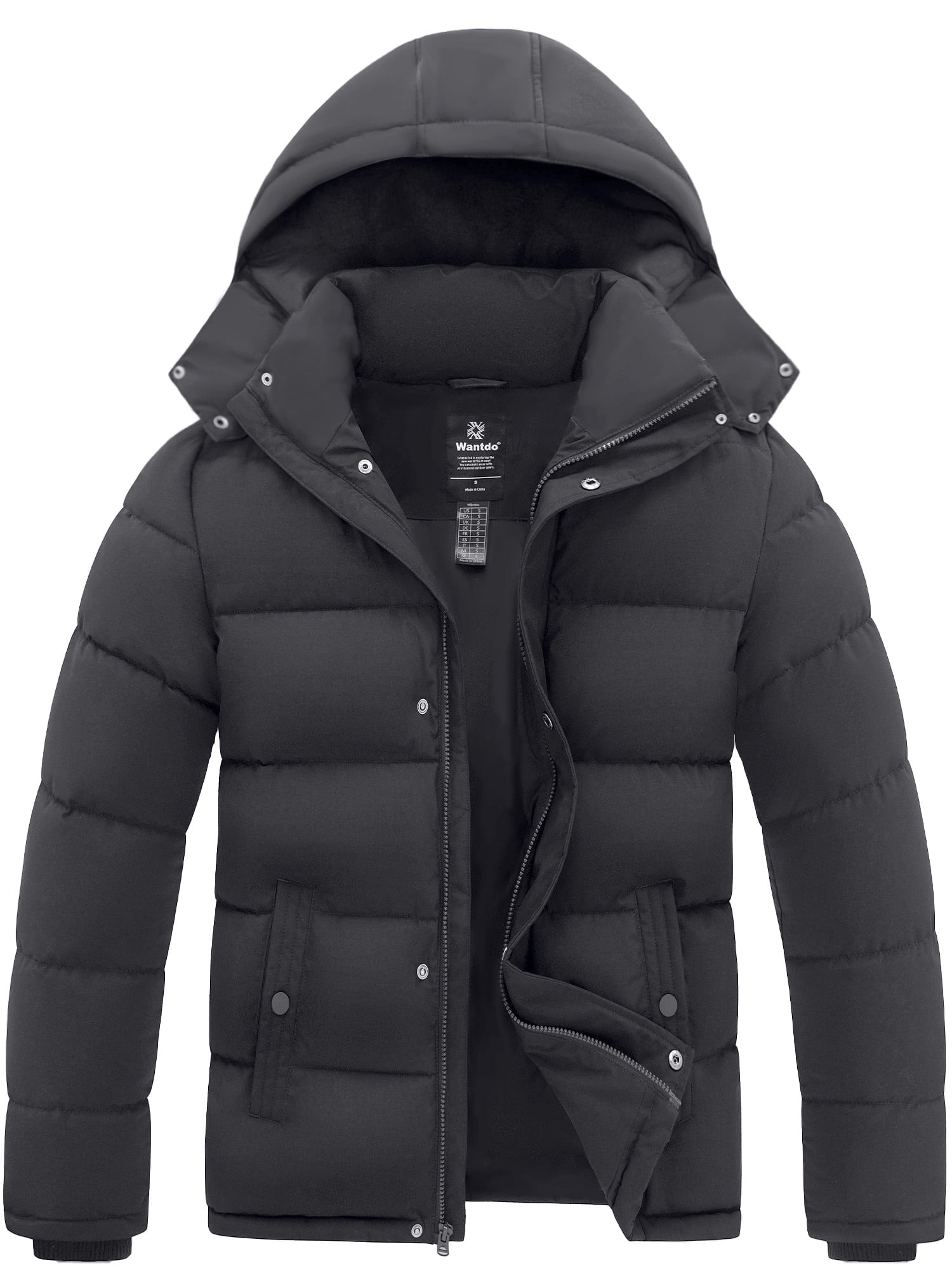 Wantdo Men's Recycled Puffer Jacket Warm Winter Coat Recycled Winter ...