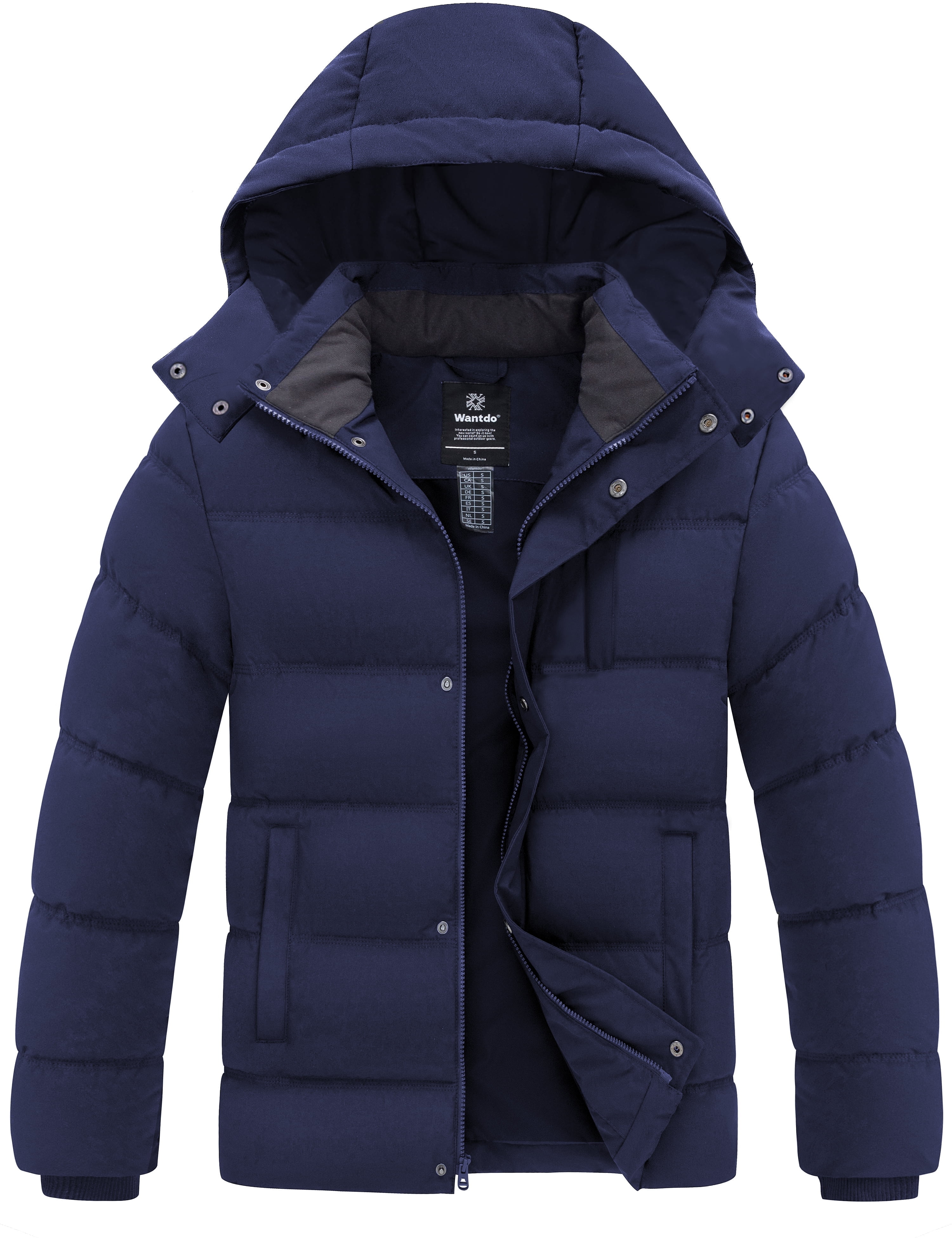 Wantdo Men's Winter Coat Thicken Padded Winter Jacket Warm Recycled ...