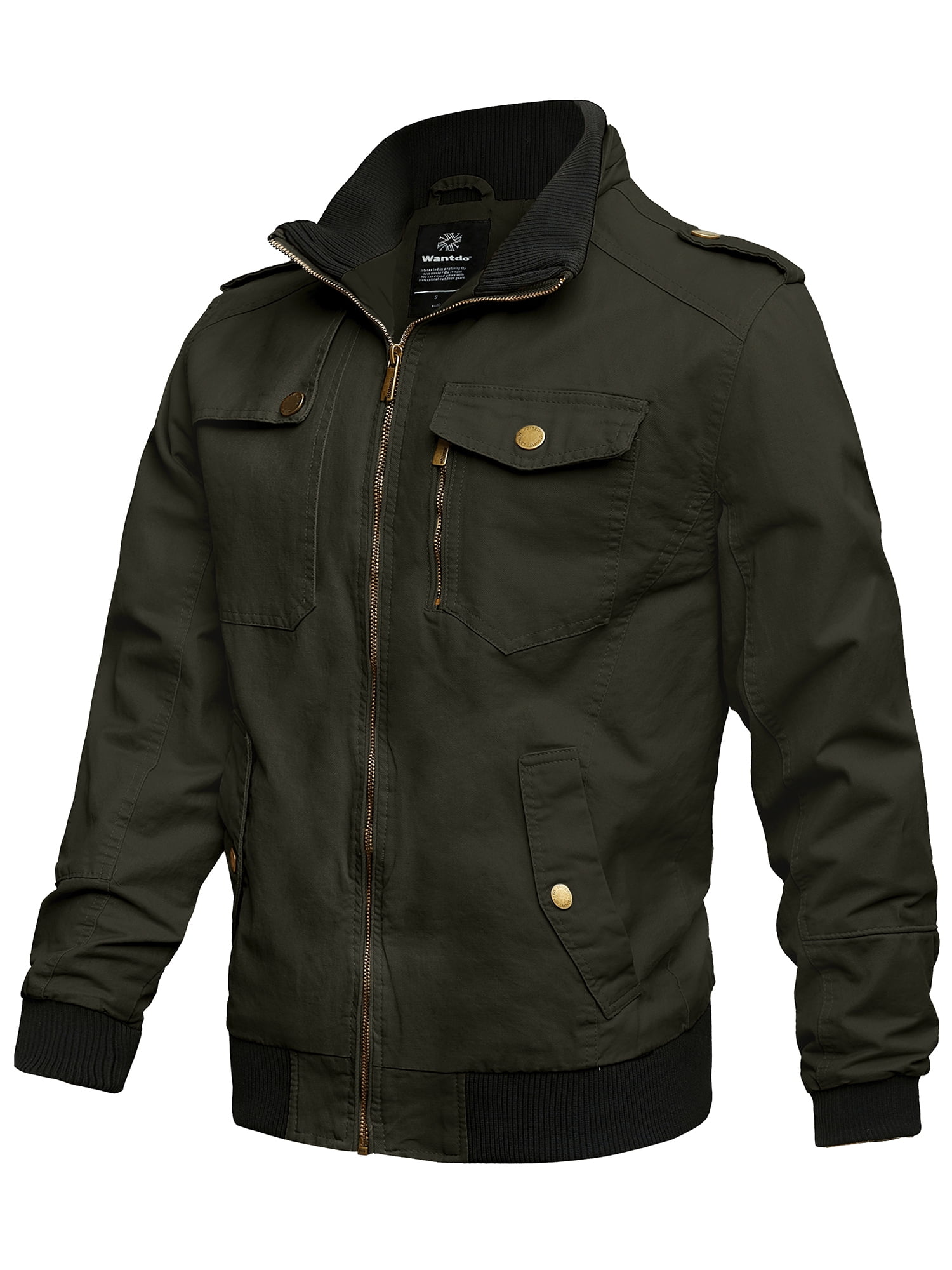Wantdo Men's Spring Jacket Windbreaker Coat Stand Collar Jacket Army ...