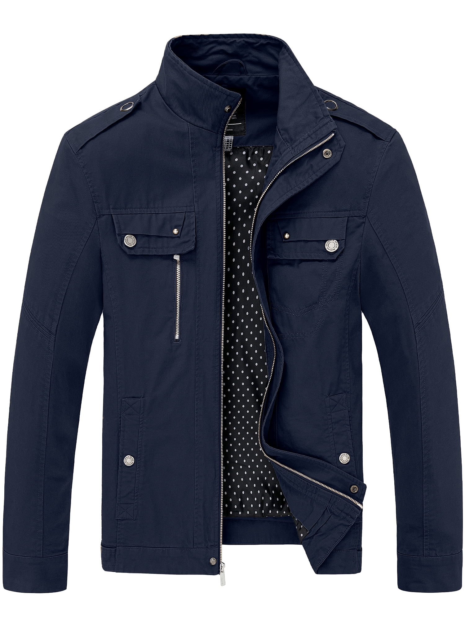 Wantdo Men's Spring Jacket Windbreaker Cotton Coat Navy L - Walmart.com