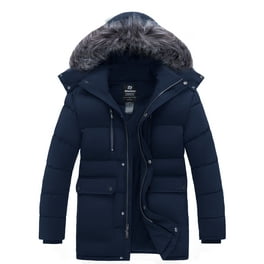 Wantdo Men s Winter Jacket Heavy Winter Coat Windproof Puffer Jacket Outerwear Jacket Navy L