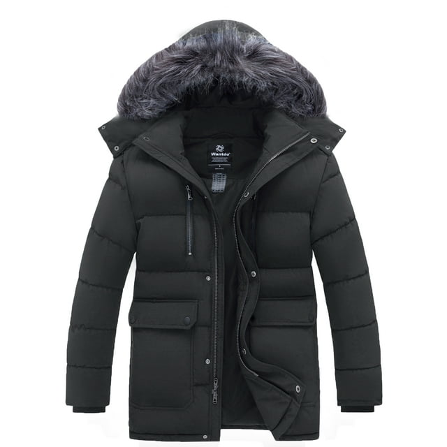 Wantdo Men's Winter Hooded Heavy Winter Parka Coat Waterproof Windproof ...