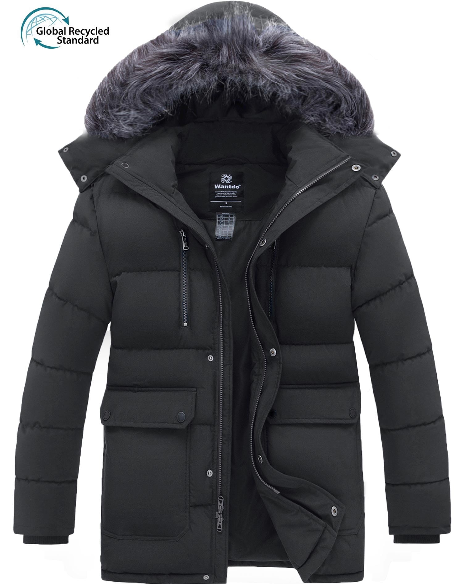 Wantdo Men's Winter Hooded Heavy Winter Parka Coat Waterproof Windproof ...